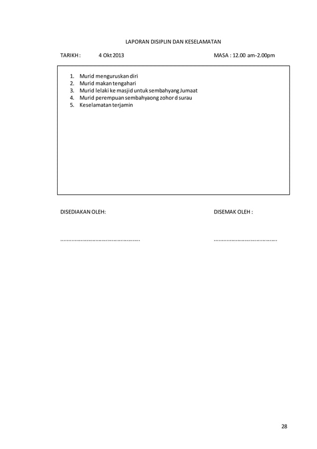 Laporan kem sukan sekolah | DOCX