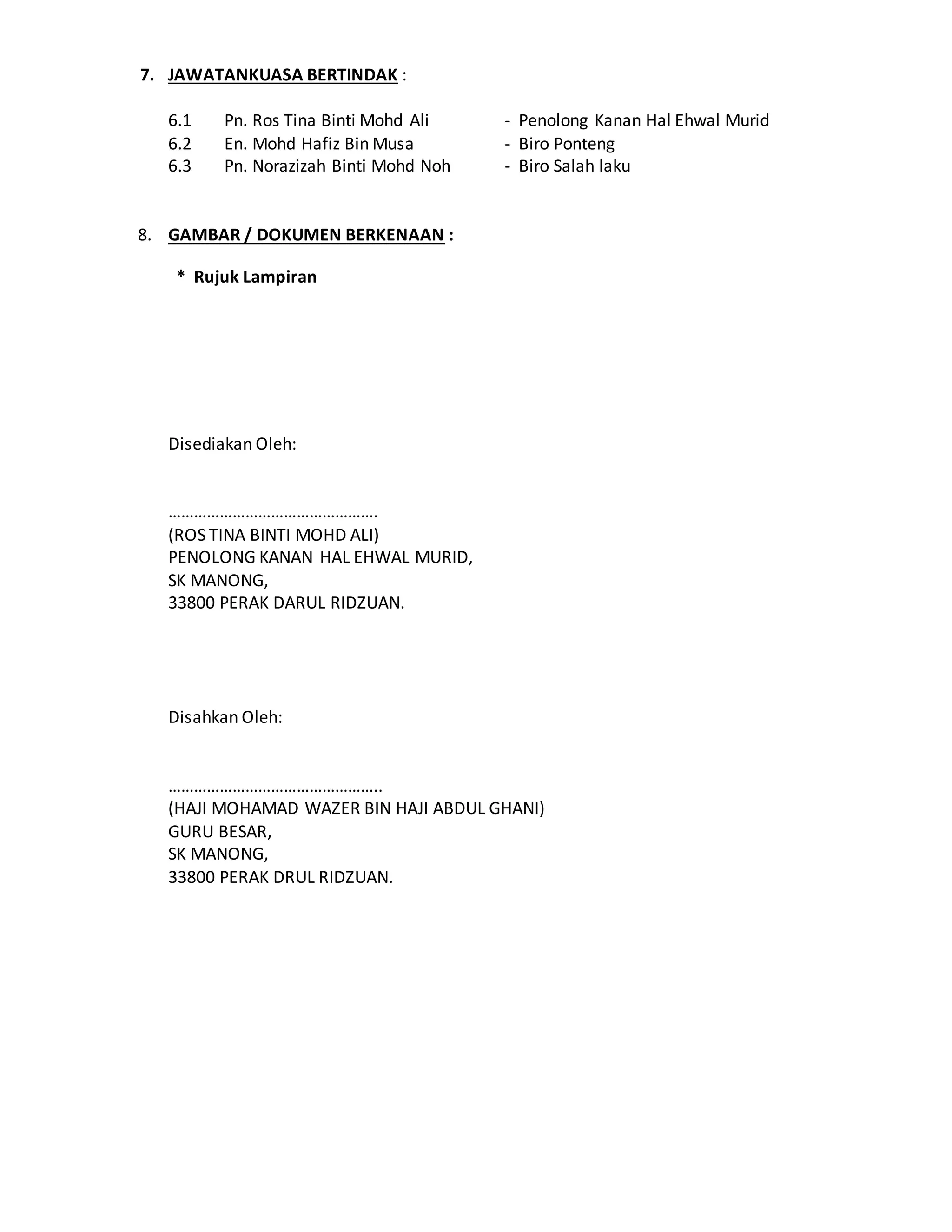 Laporan kes ponteng 2015 | DOCX