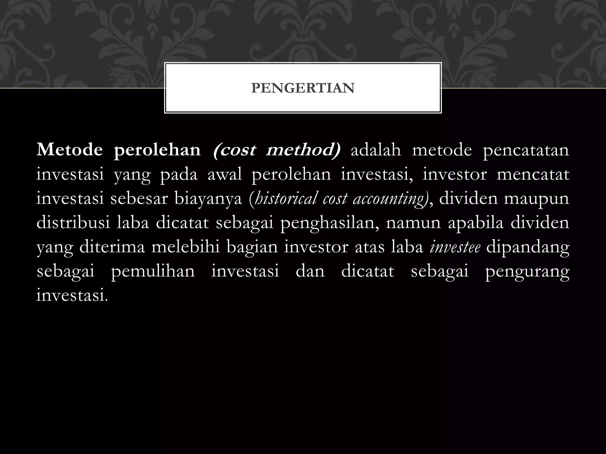 Laporan keuangan konsolidasi metode harga perolehan | PPTX