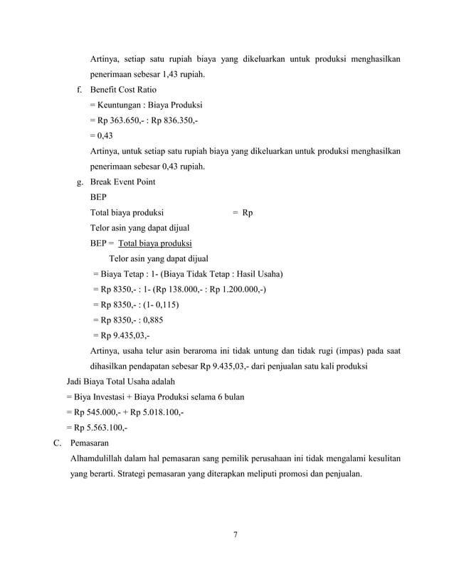 Laporan kewirausahaan telor asin | PDF