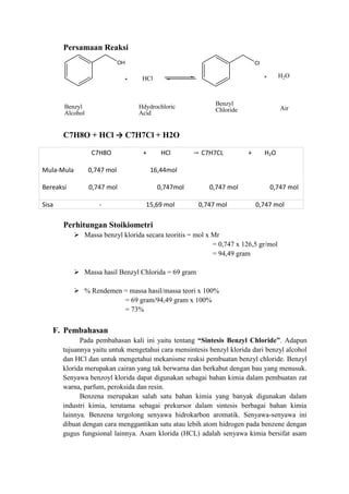 Laporan kimor sintesis benzyl klorida | PDF