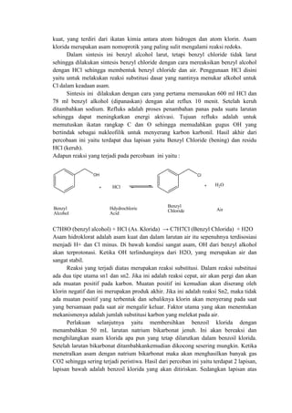 Laporan kimor sintesis benzyl klorida | PDF