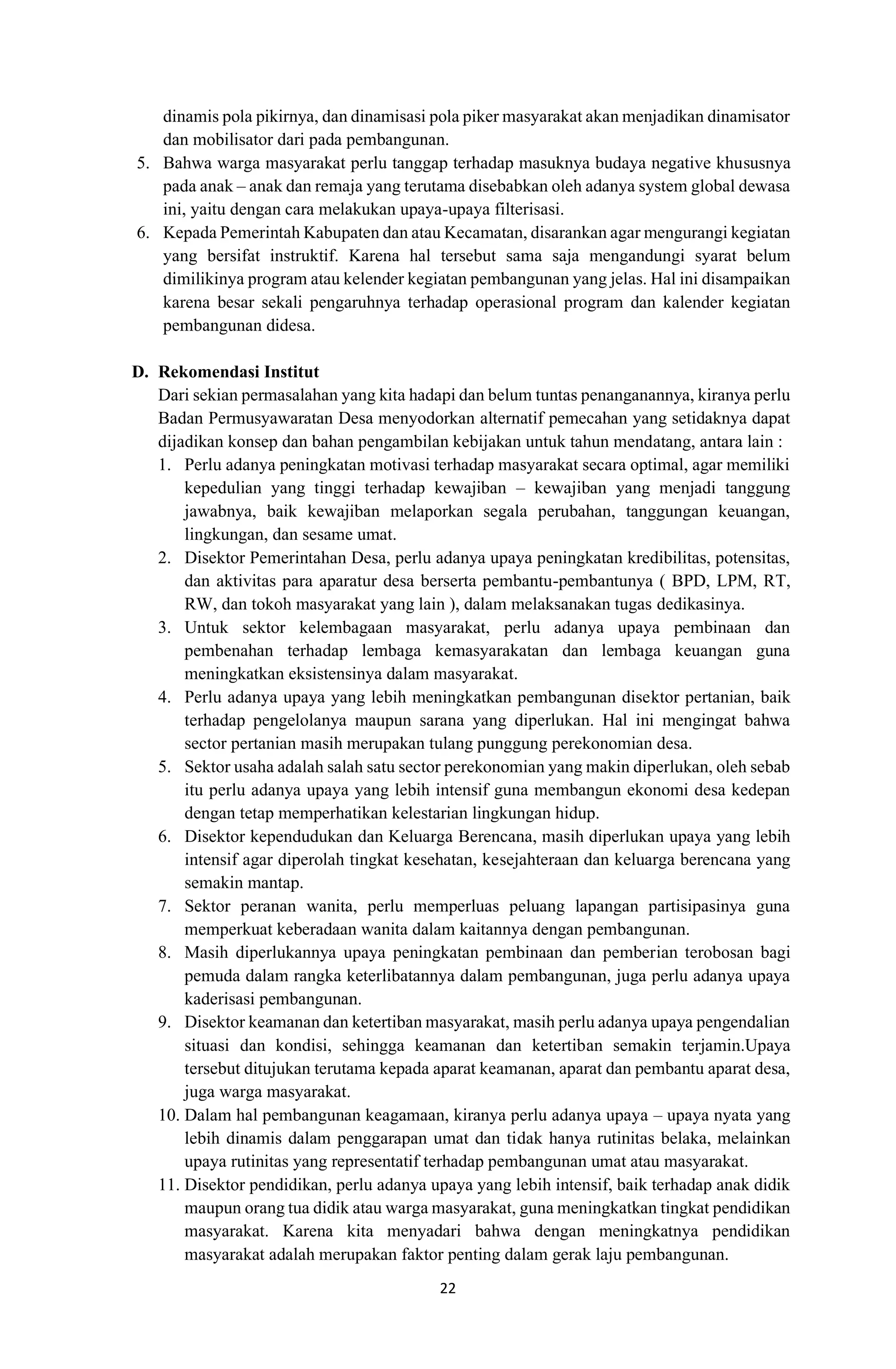 LAPORAN KINERJA BPD TAHUN 2022 | PDF