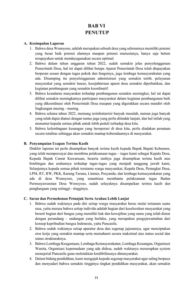 LAPORAN KINERJA BPD TAHUN 2022 | PDF