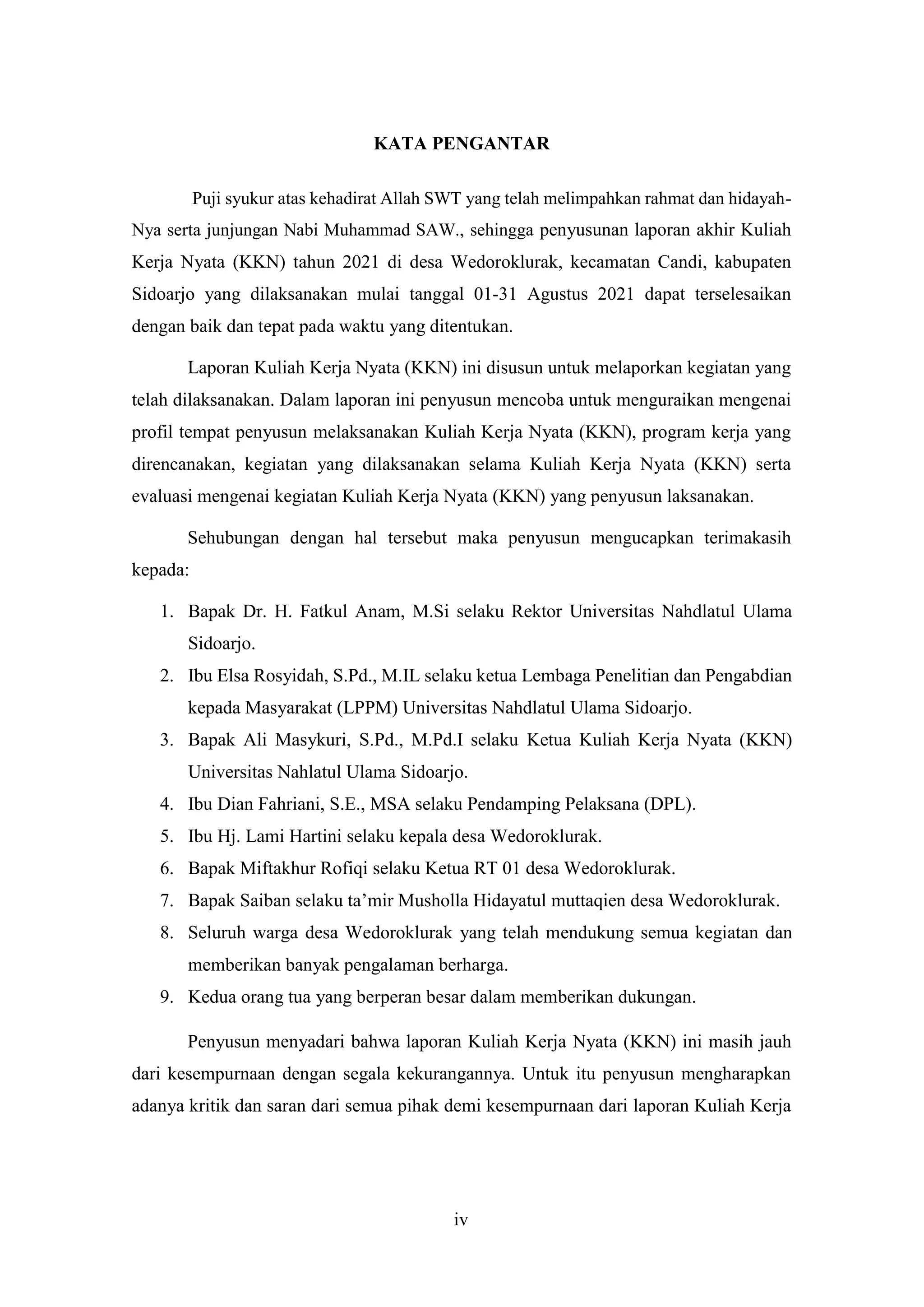 Hafidzotur Rif'ah - Laporan KKN UNUSIDA Berdaya 2021 - UNUSIDA | PDF