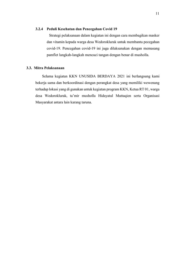 Hafidzotur Rif'ah - Laporan KKN UNUSIDA Berdaya 2021 - UNUSIDA | PDF