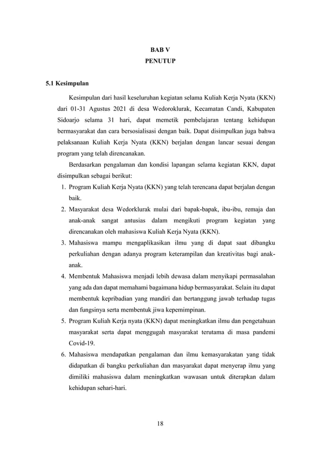 Hafidzotur Rif'ah - Laporan KKN UNUSIDA Berdaya 2021 - UNUSIDA | PDF