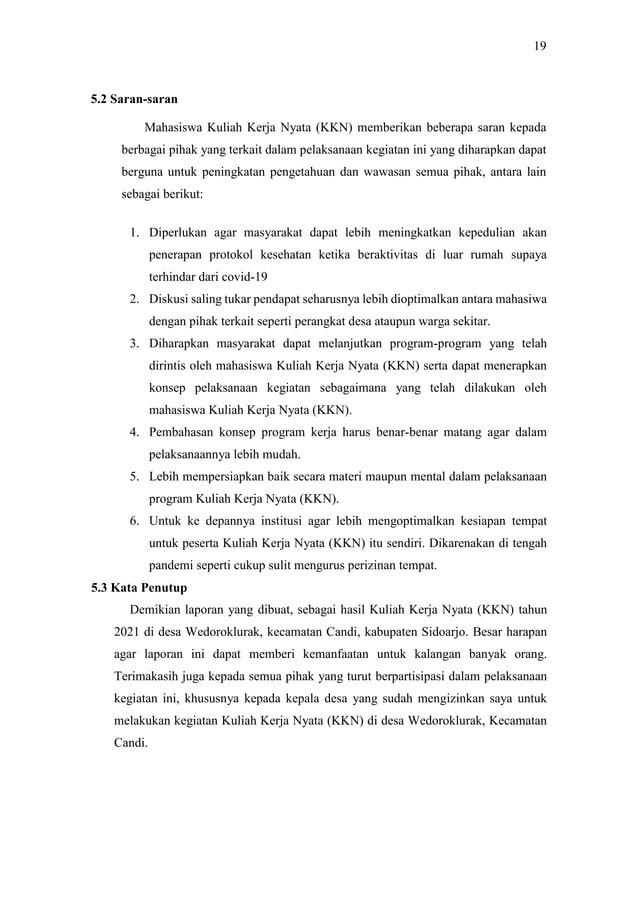 Hafidzotur Rif'ah - Laporan KKN UNUSIDA Berdaya 2021 - UNUSIDA | PDF