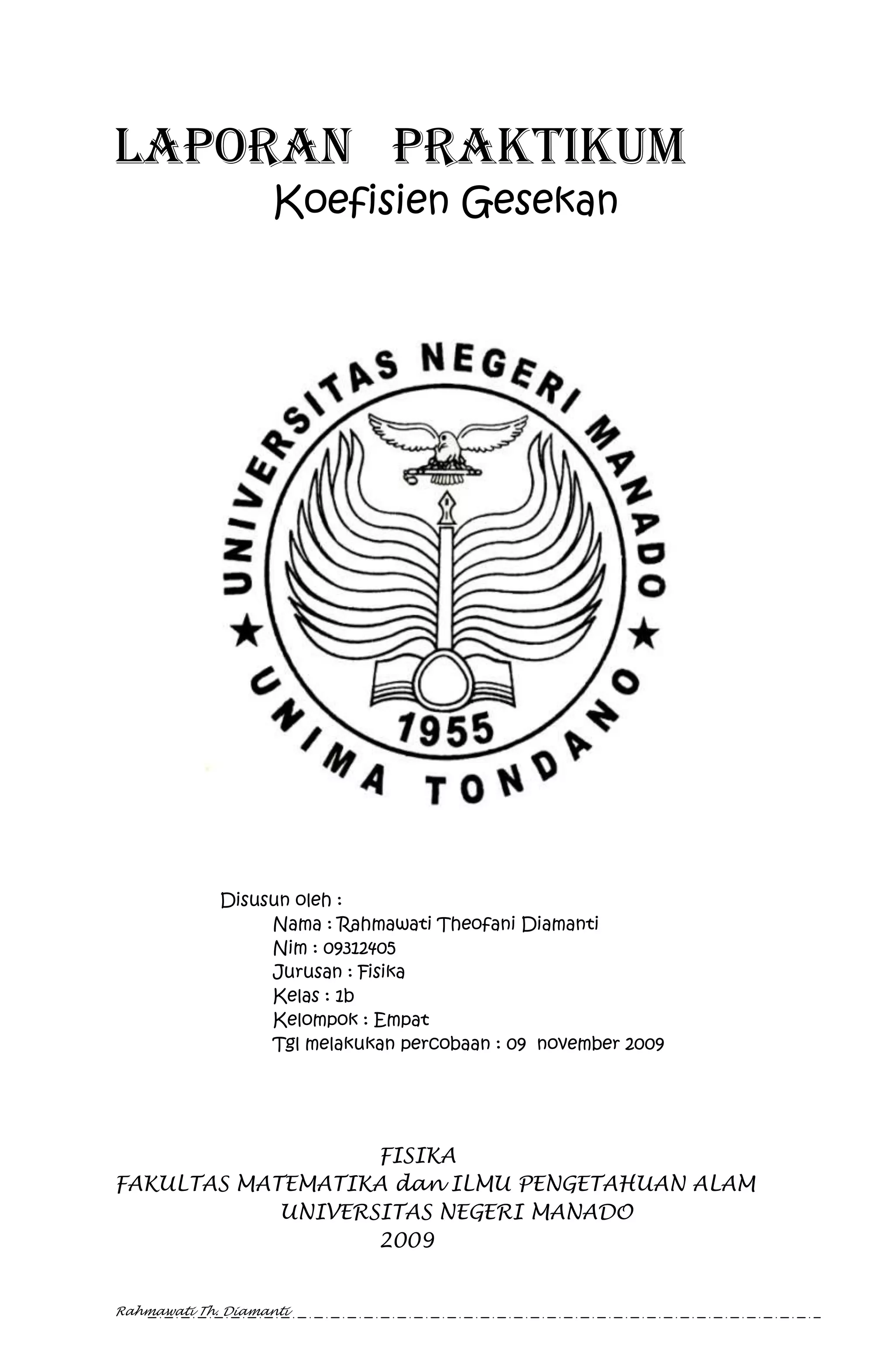 Laporan koefisien gesekan | DOCX