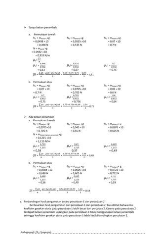 Laporan koefisien gesekan | DOCX