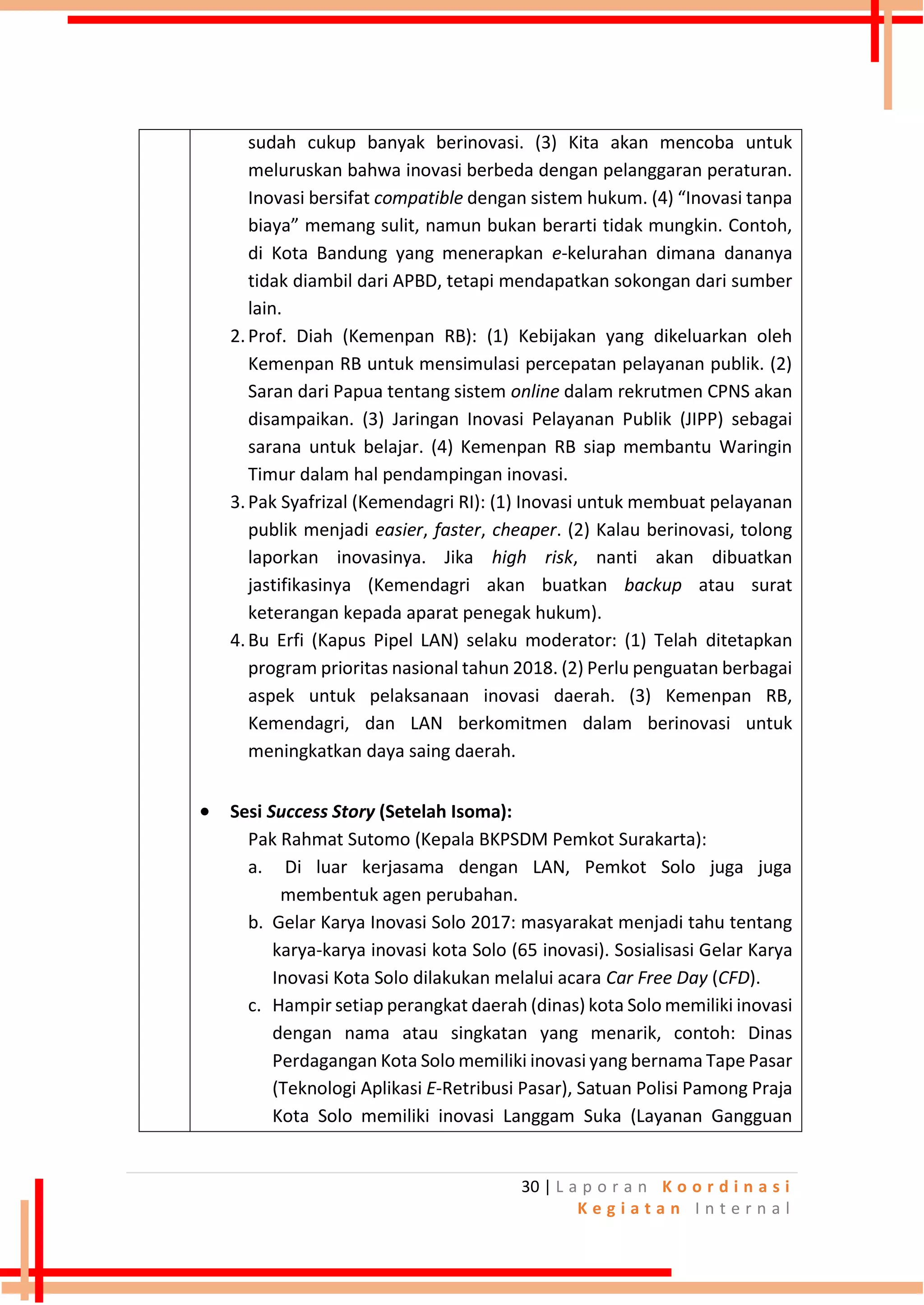Laporan koordinasi internal eksternal | PDF