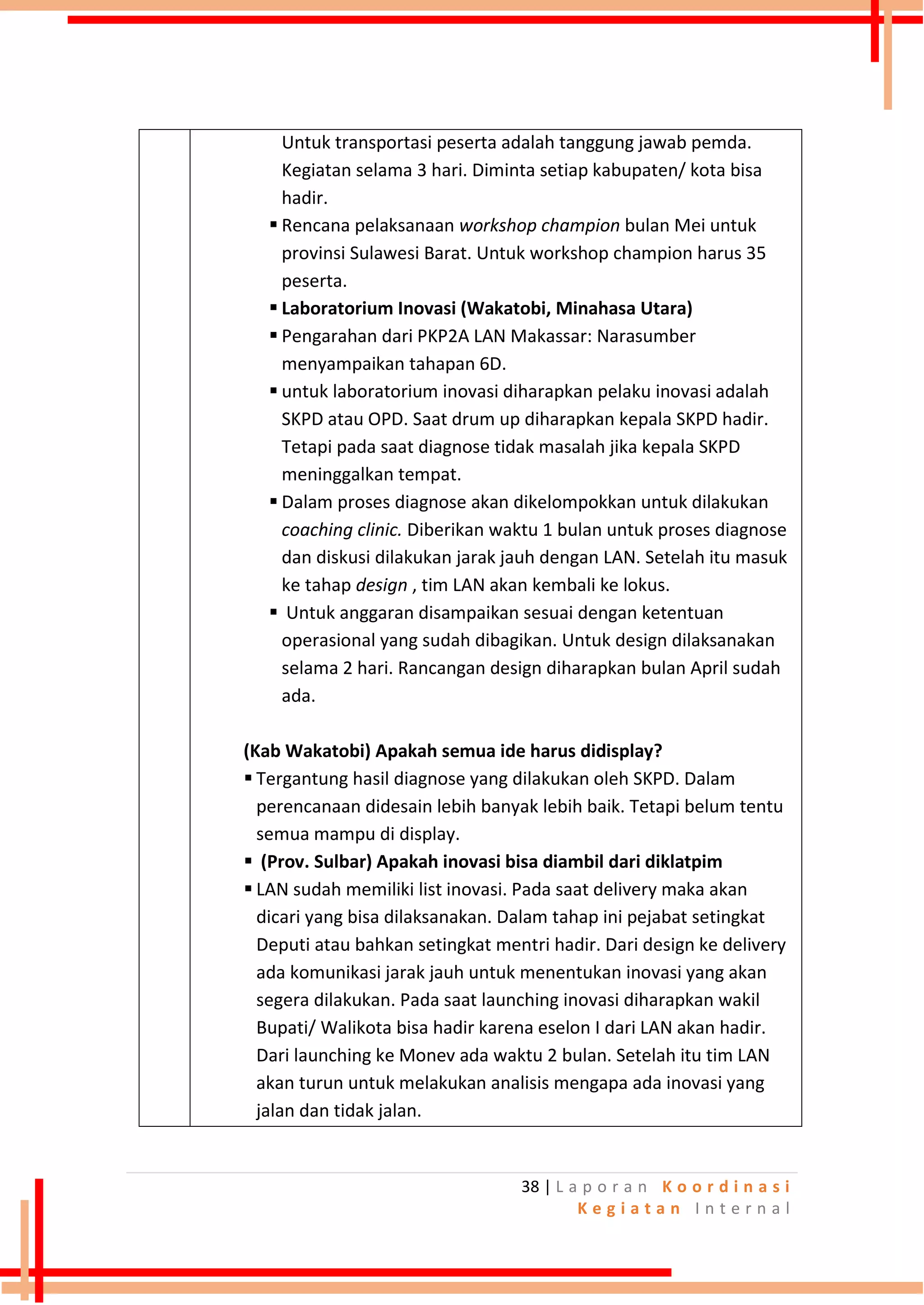 Laporan koordinasi internal eksternal | PDF