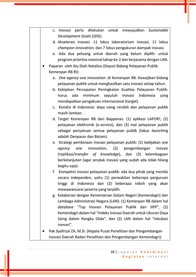 Laporan koordinasi internal eksternal | PDF