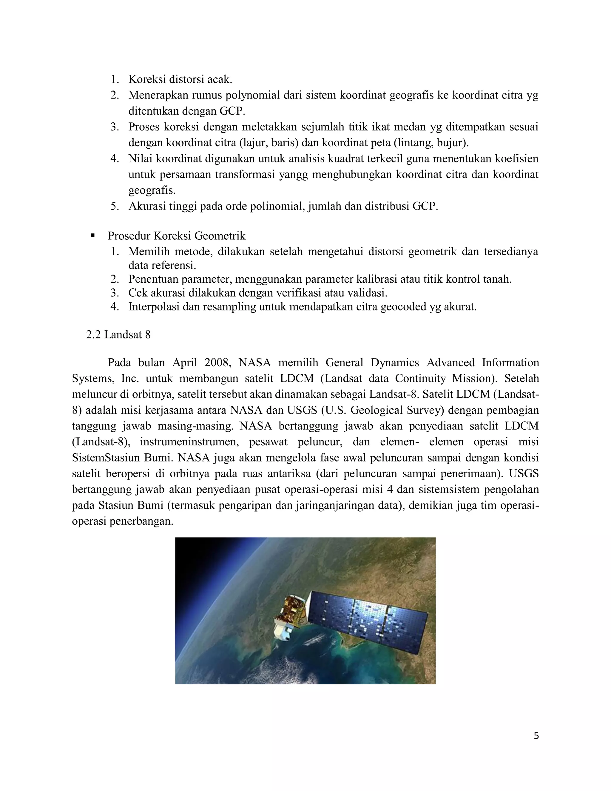 Penginderaan Jauh : Koreksi Geometrik Citra Landsat 8 | PDF