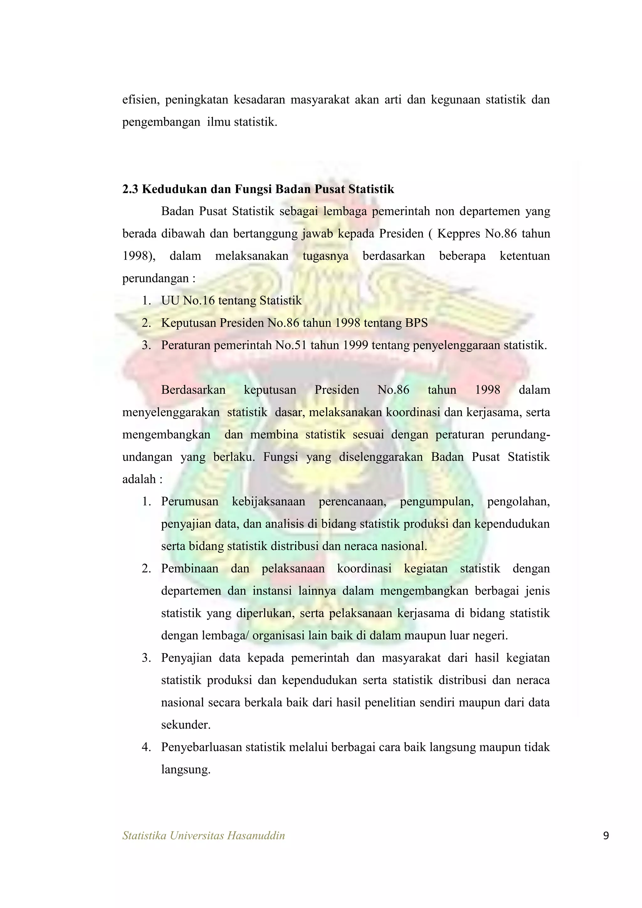 Laporan Kerja Praktek Badan Pusat Statistik (BPS) Kota Makassar | DOCX