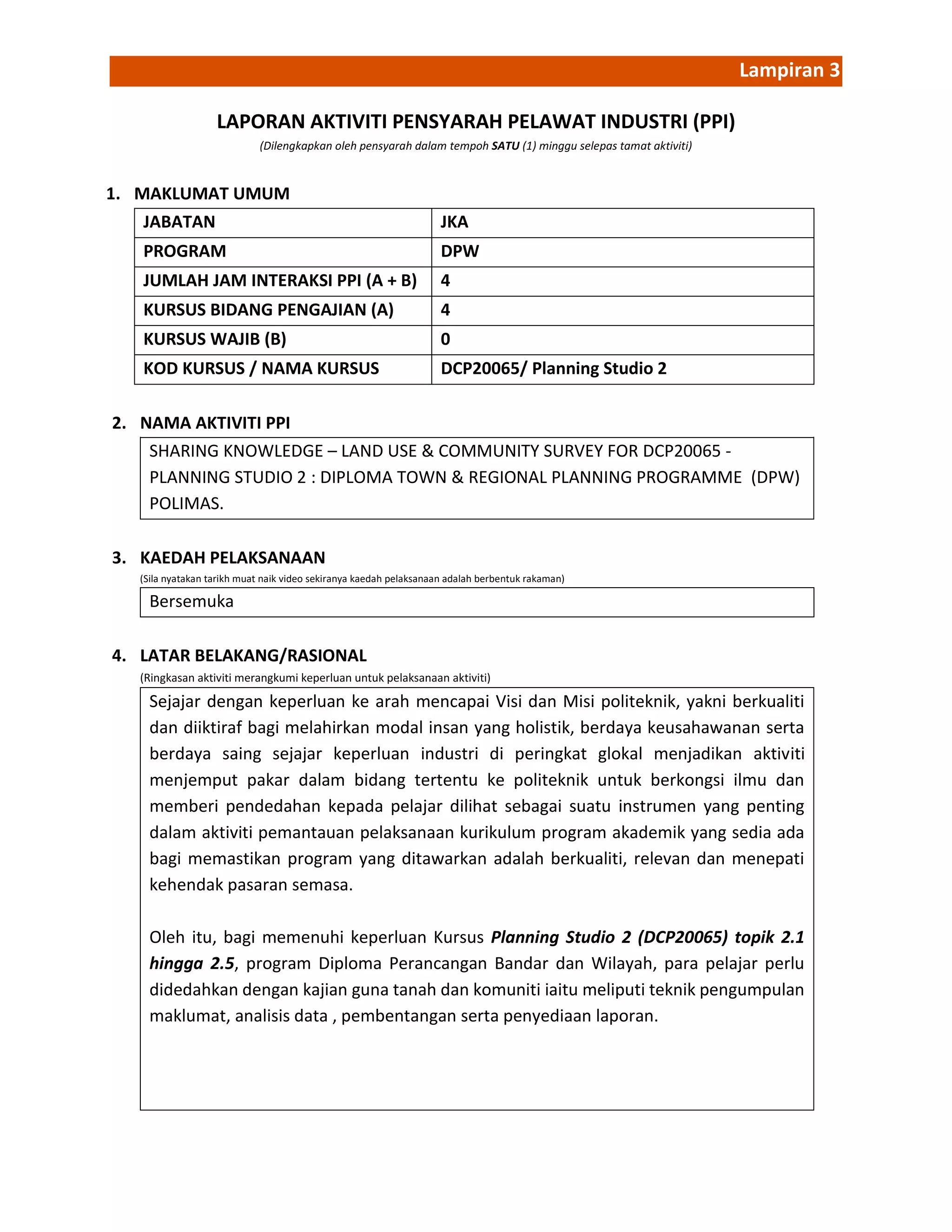 LAPORAN KPIPPI LAND USE & COMMUNITY SURVEY.docx