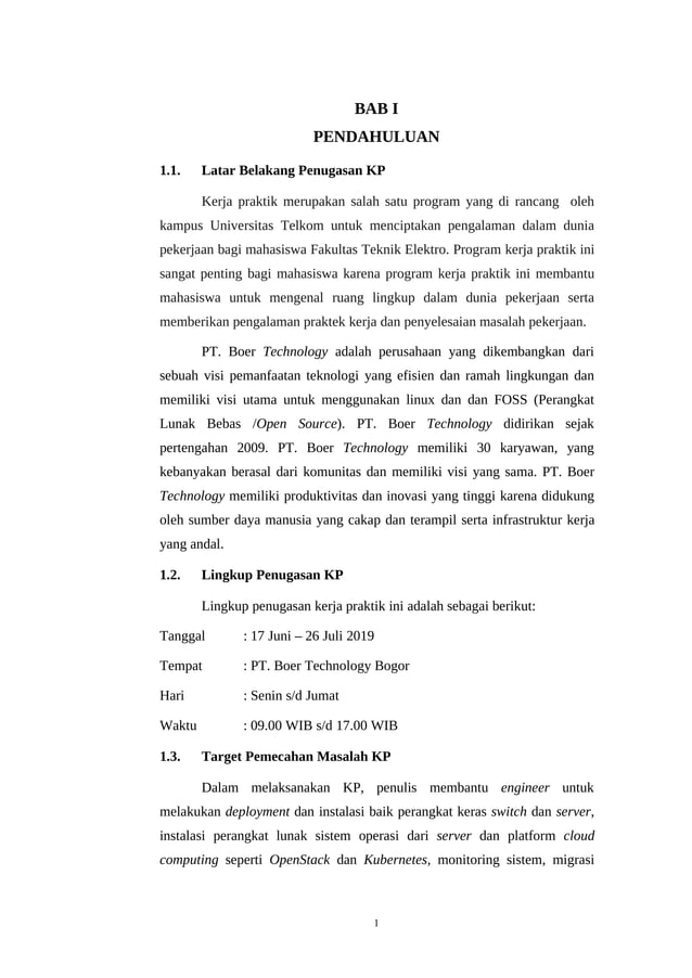 Laporan Kerja Praktik Telkom University 2019 | PDF
