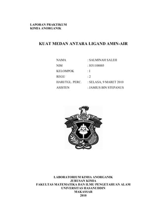 Laporan kuat medan ligan amin air | DOCX