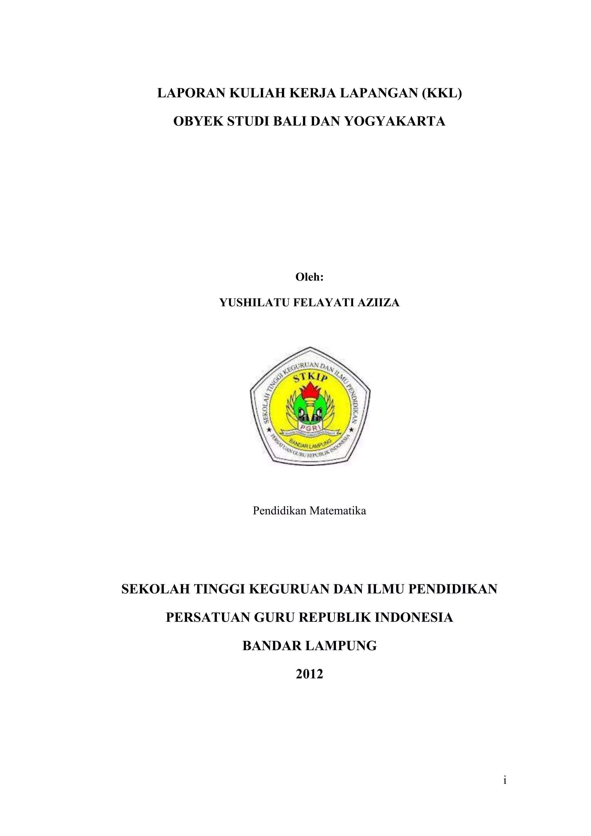 Laporan kuliah kerja lapangan | DOCX