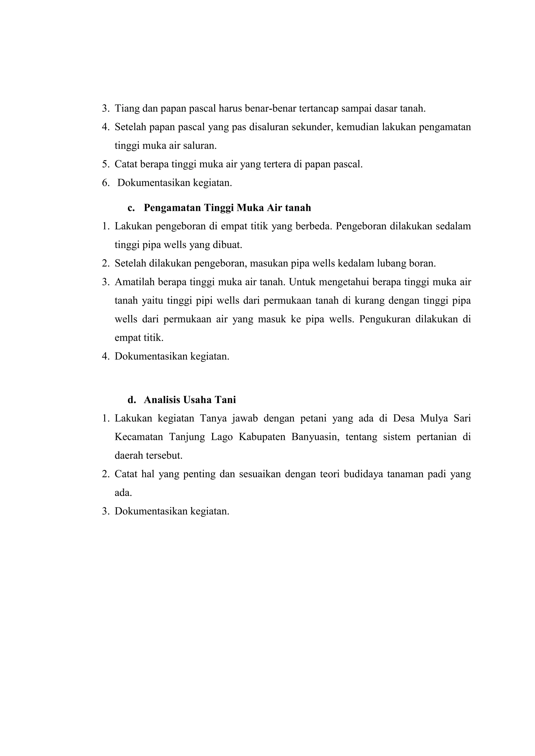 Laporan kunjungan lapangan lahan rawa lebak dan pasang surut | DOCX