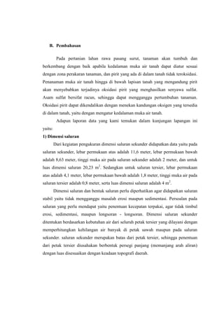 Laporan kunjungan lapangan lahan rawa lebak dan pasang surut | DOCX