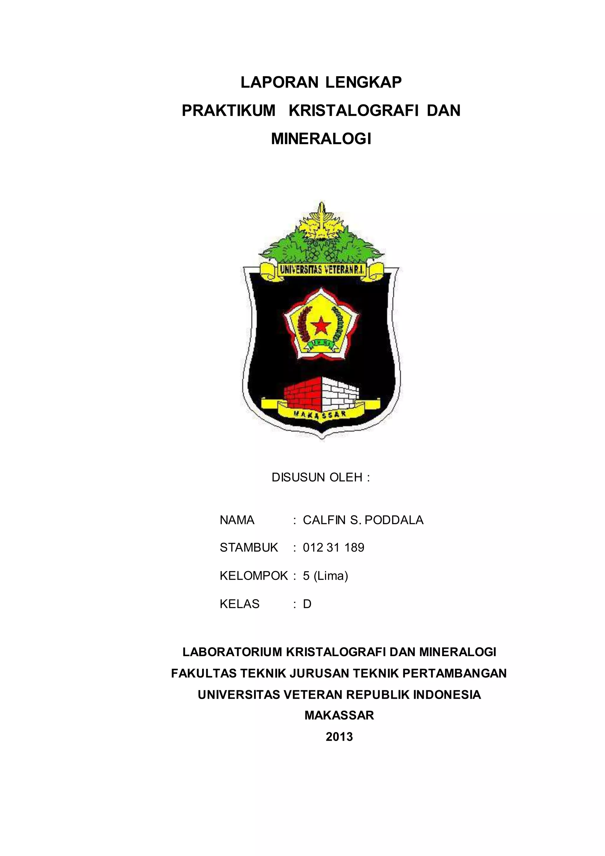 laporan laboratorium kristalografi dan mineralogi | DOCX