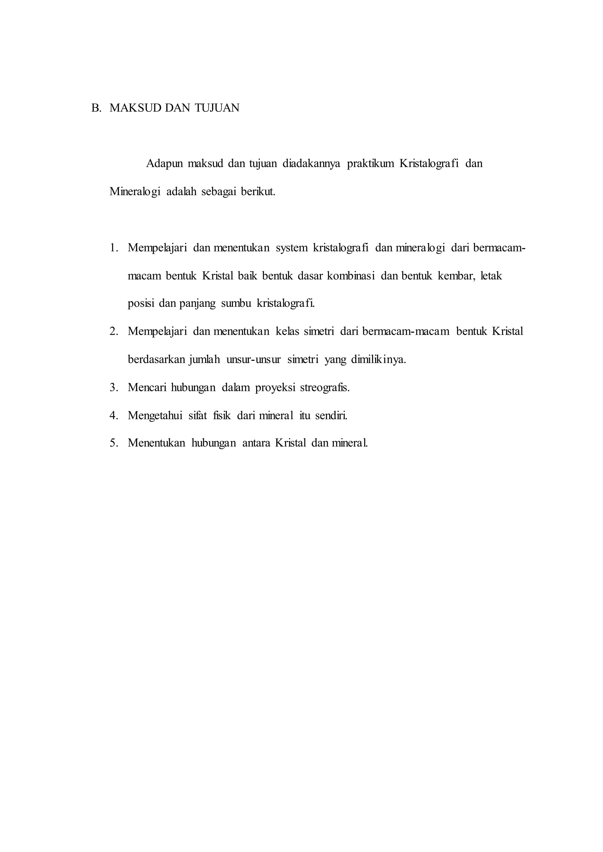 laporan laboratorium kristalografi dan mineralogi | DOCX