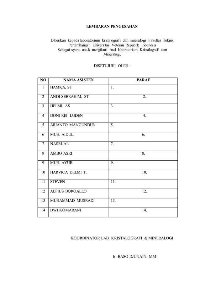 laporan laboratorium kristalografi dan mineralogi | DOCX