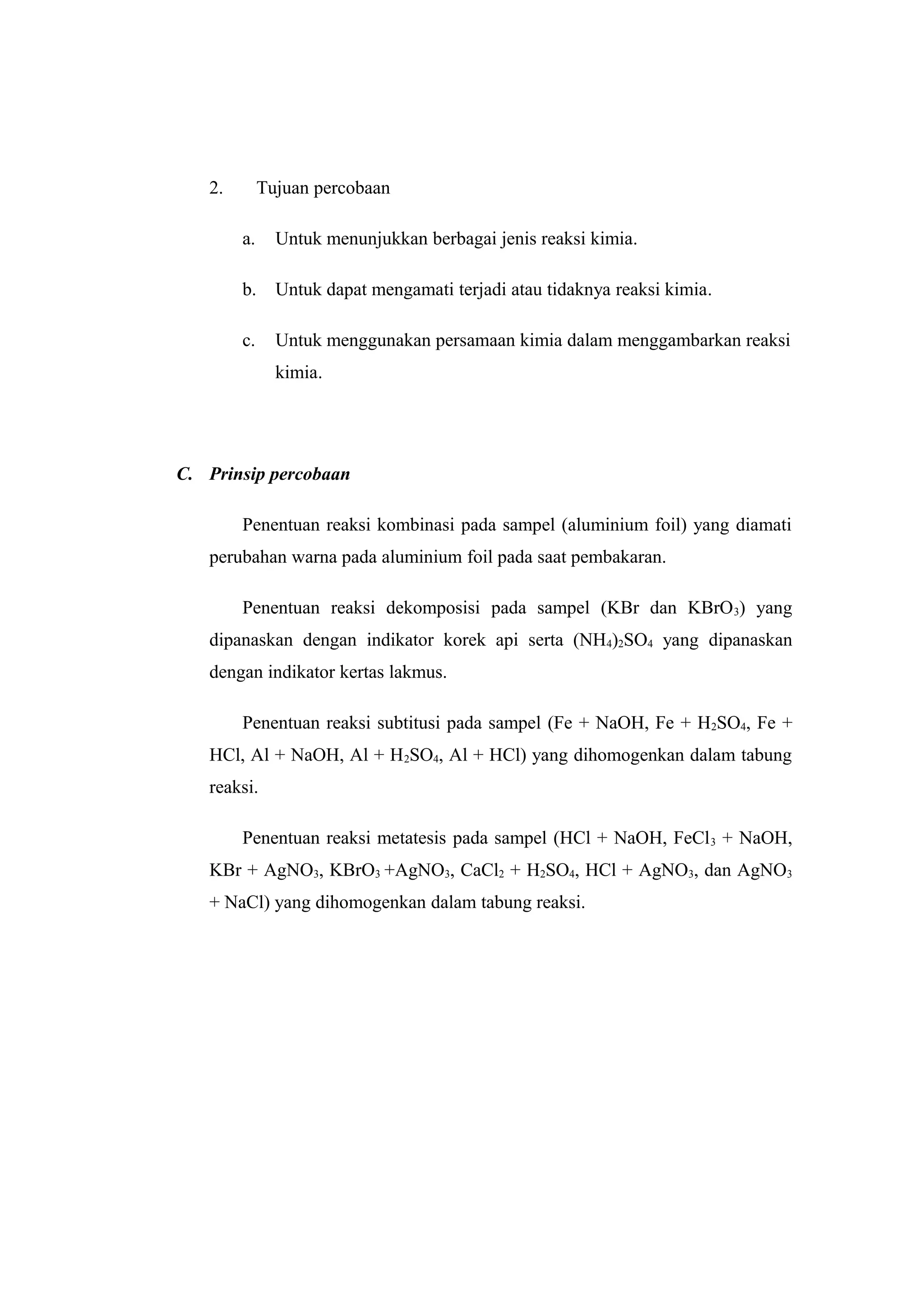 Jenis Reaksi Kimia | DOC