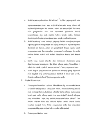 Jenis Reaksi Kimia | DOC