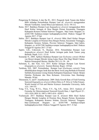 Budidaya Rumput Laut (Kappaphycus alvarezii) menggunakan Bibit Hasil Kultur Jaringan di Desa ...