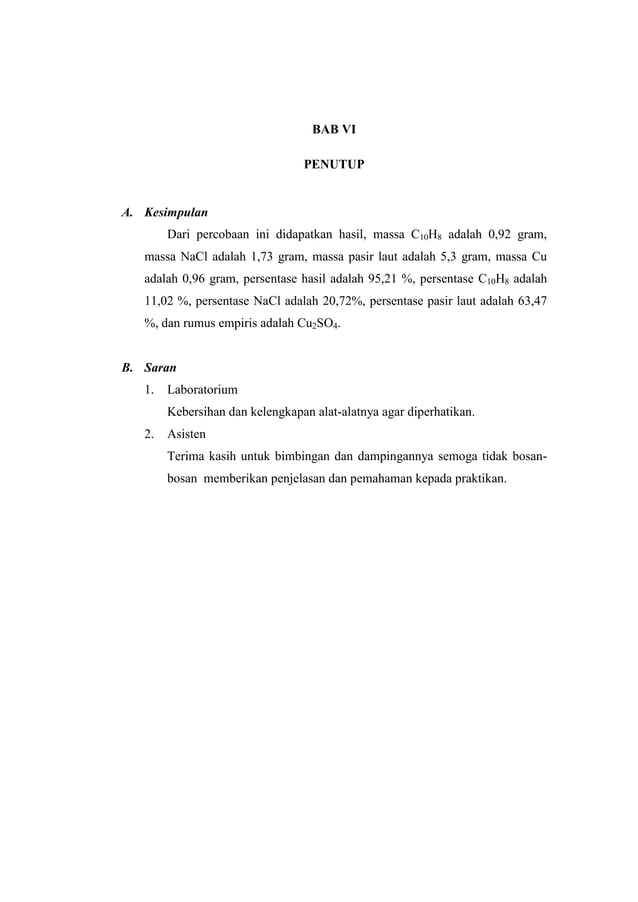 Pemisahan Senyawa dari Campuran dan Penentuan Rumus Empiris | DOCX
