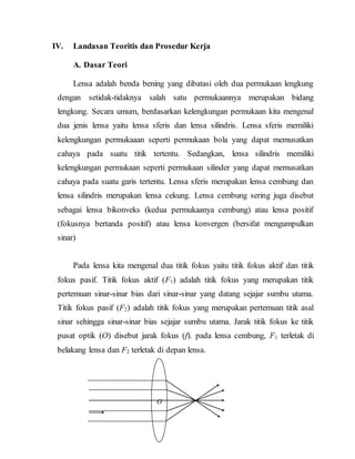 Laporan lengkap praktikum fokus lensa konvergen | DOCX
