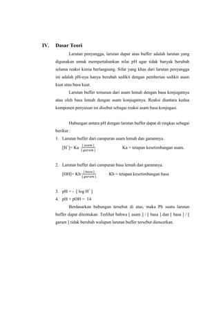 Laporan lengkap praktikum larutan buffer | DOCX