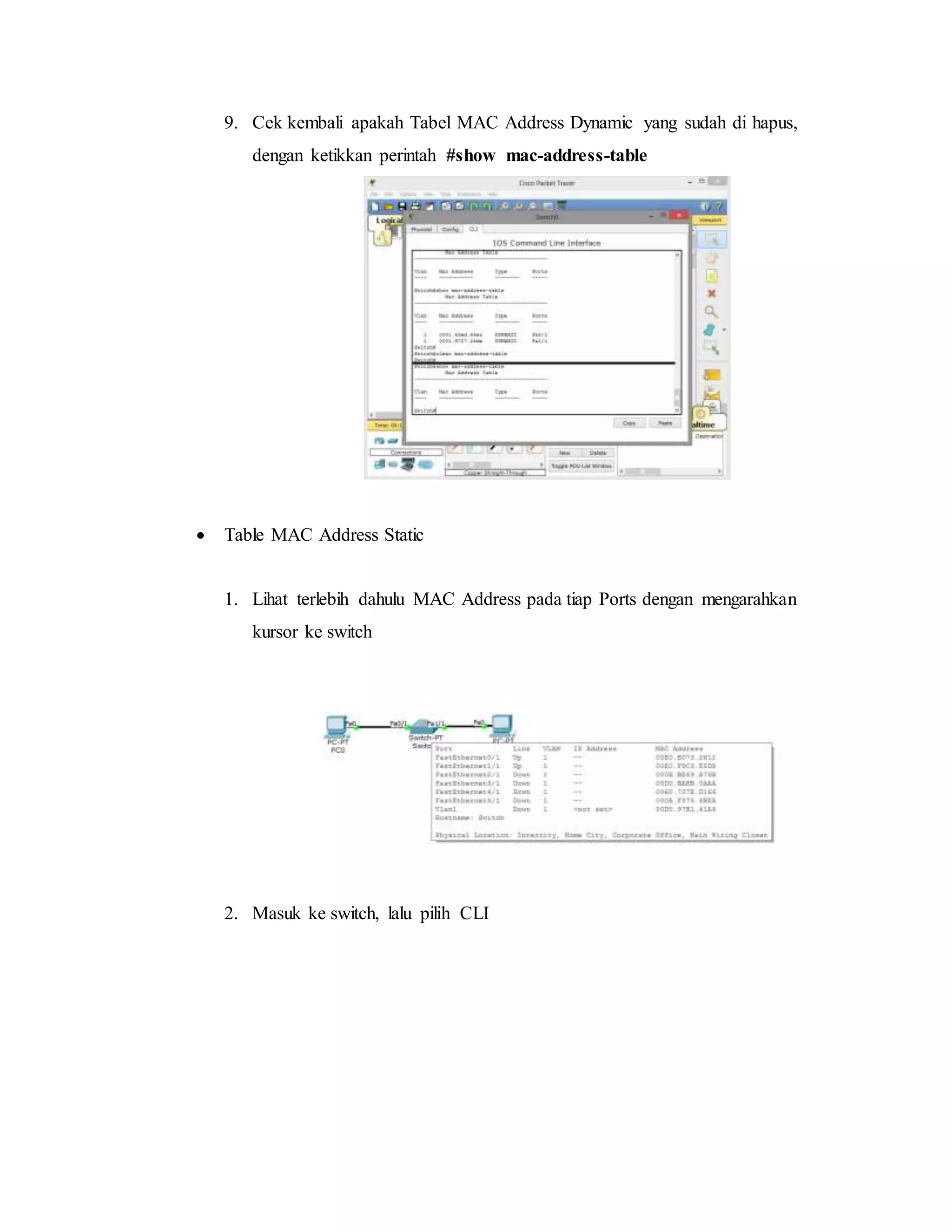 MAC Address Table Management menggunakan Cisco Packet Tracer | DOCX