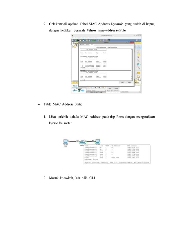 MAC Address Table Management menggunakan Cisco Packet Tracer | DOCX