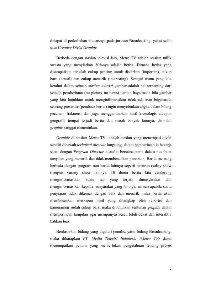 Laporan magang graphic Metro TV | DOC