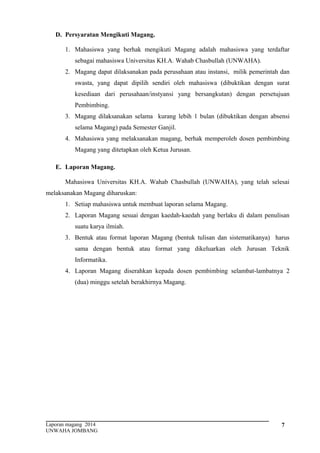 Laporan magang mahasiswa TI Universitas Wahab Chasbullah Jombang | DOC