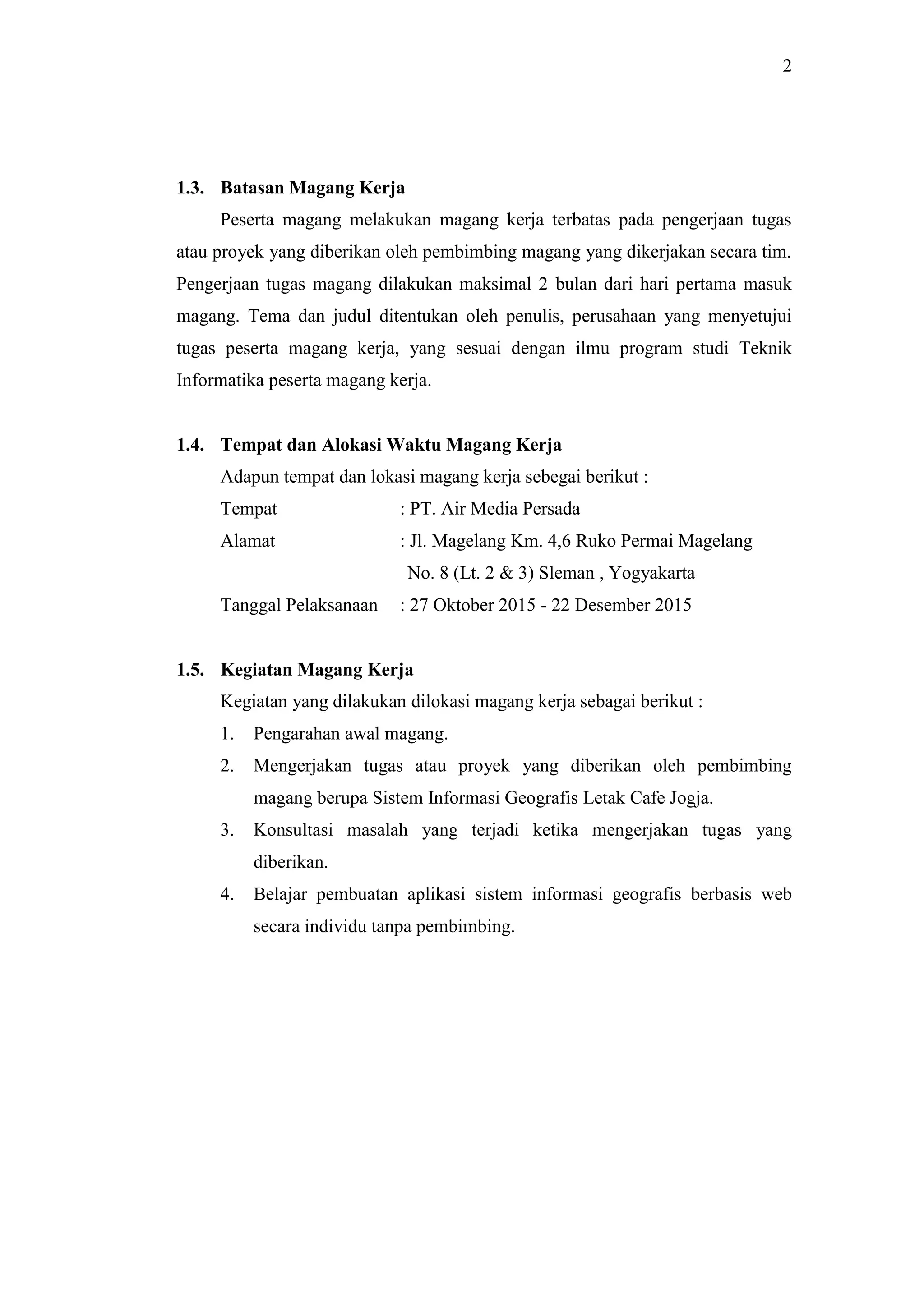 contoh laporan magang kerja "MECROZE" | PDF