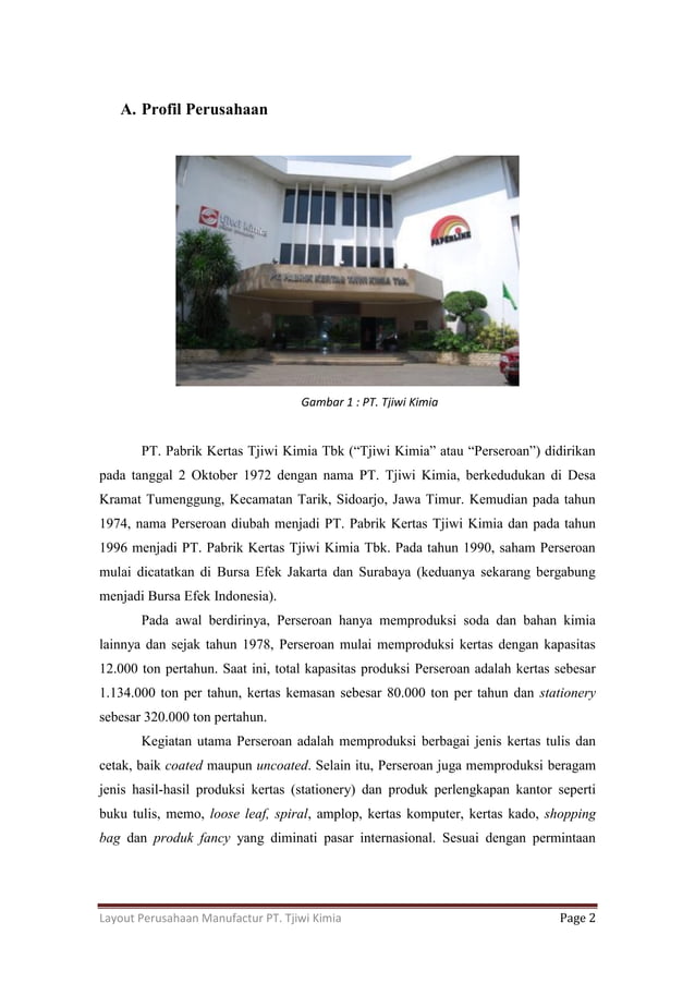 layout perusahaan manufactur