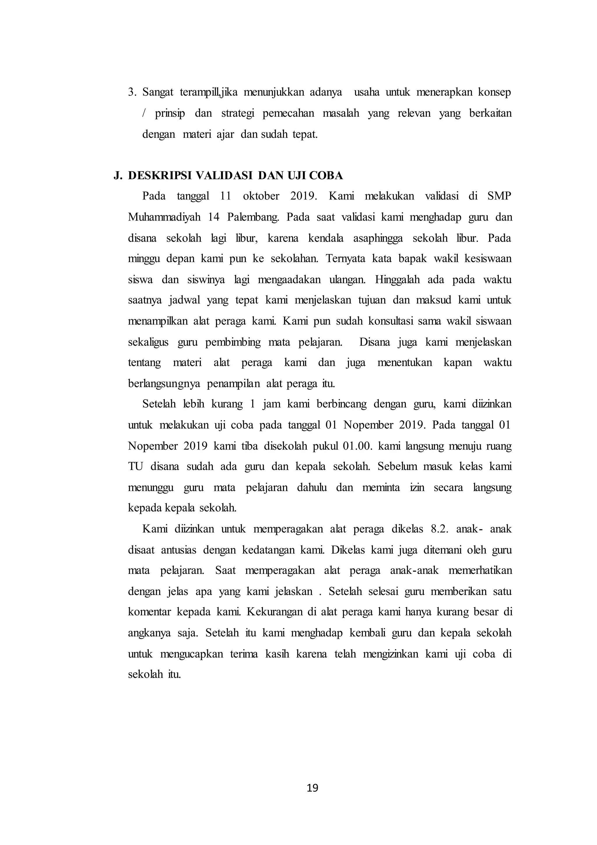 Laporan media uji coba matematika 4 | DOCX