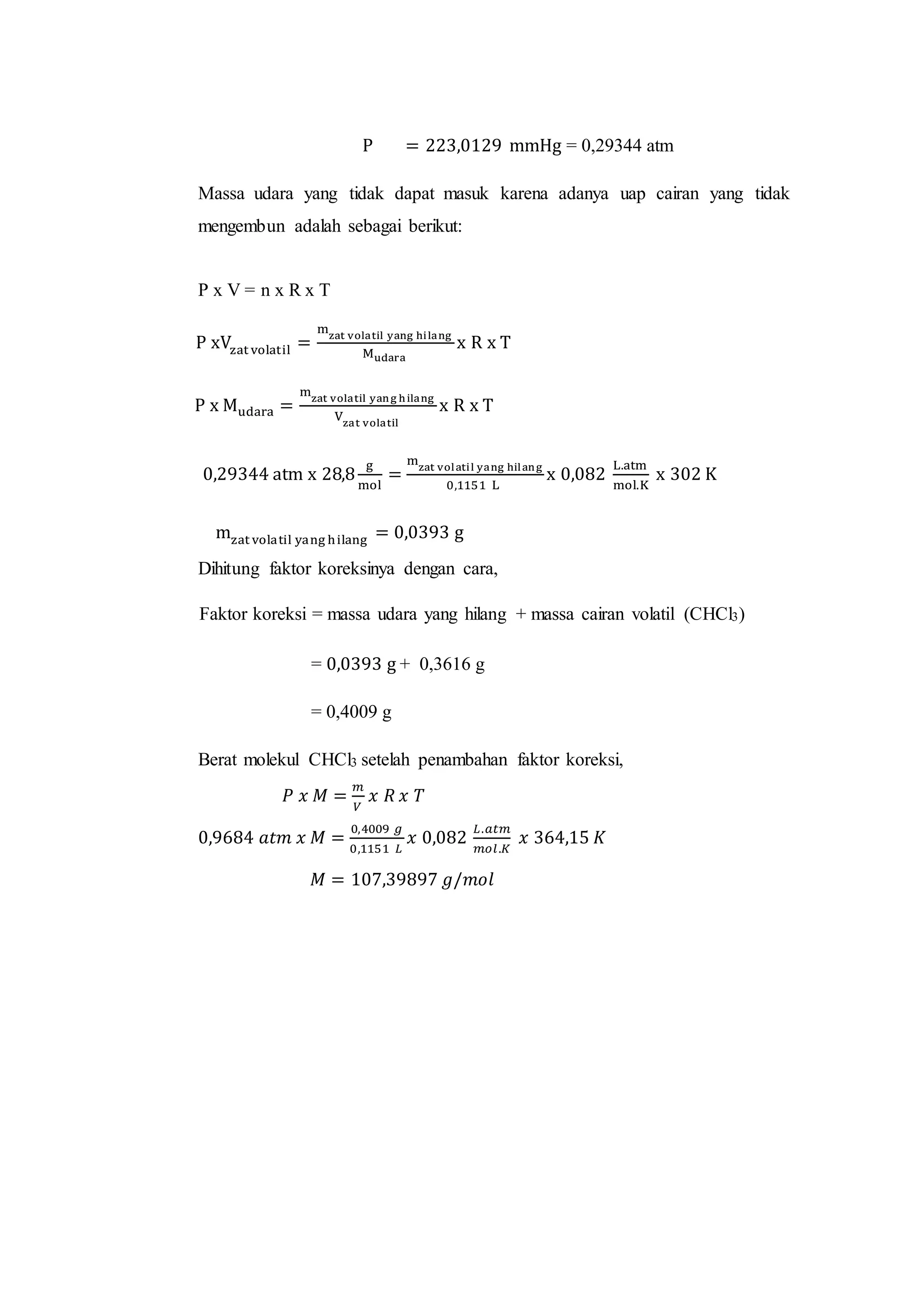 oenentuan berat molekul berdasarkan massa jenis | DOCX