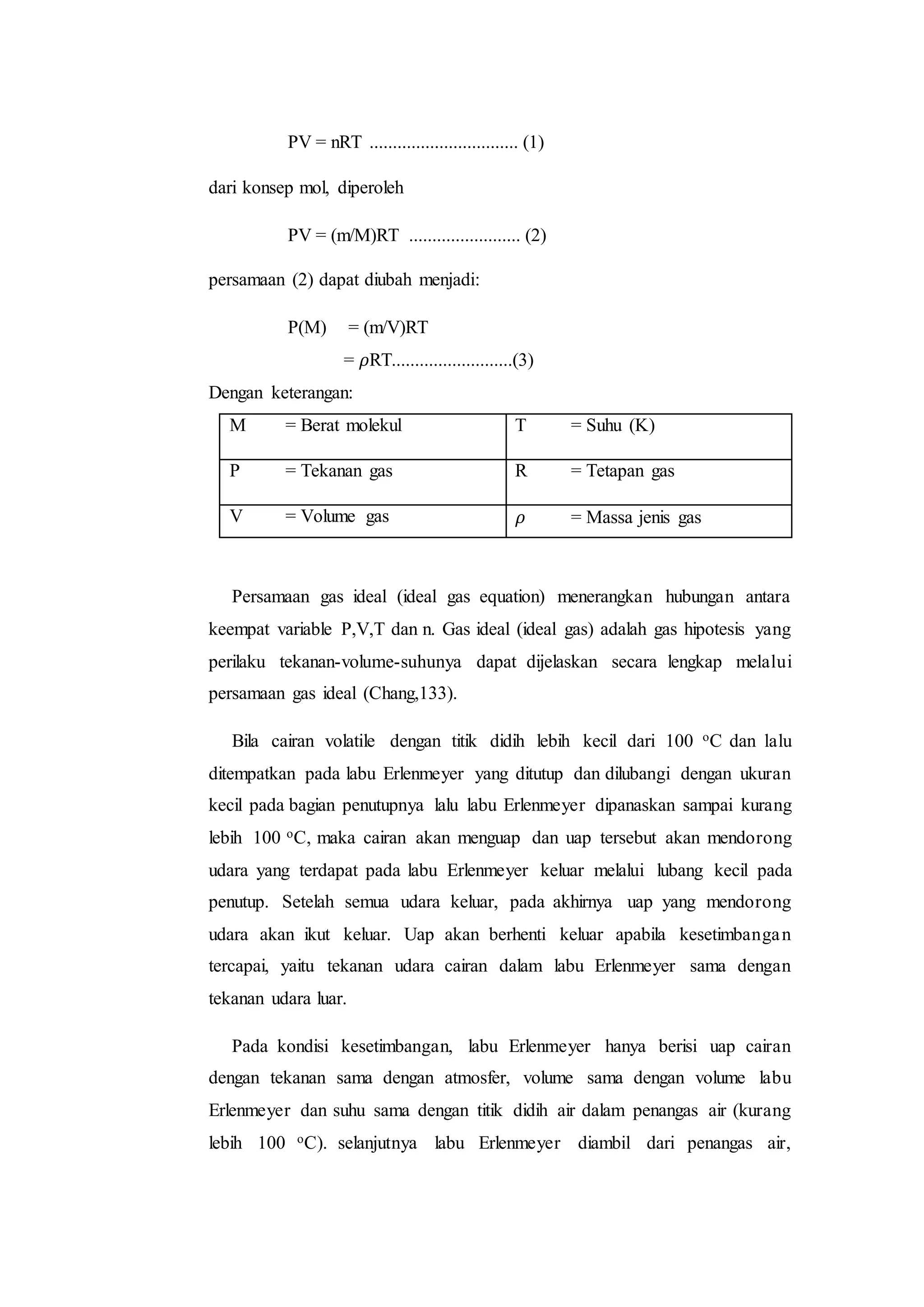 oenentuan berat molekul berdasarkan massa jenis | DOCX