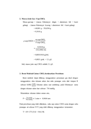 oenentuan berat molekul berdasarkan massa jenis | DOCX