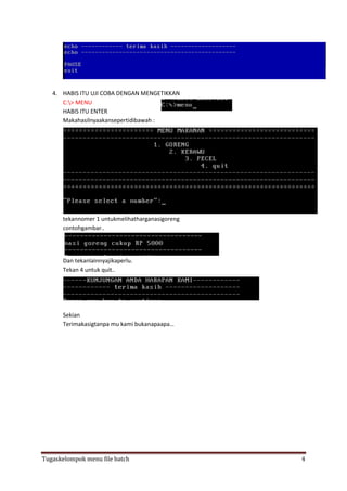 cara membuat menu file batch di free dos | DOCX
