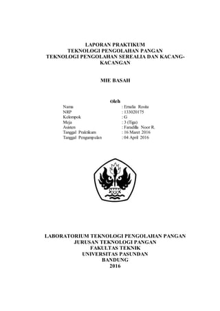 Laporan Praktikum Mie Basah | DOCX