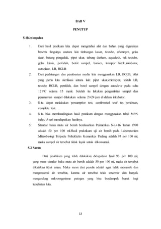 Laporan mikro air bersih | PDF