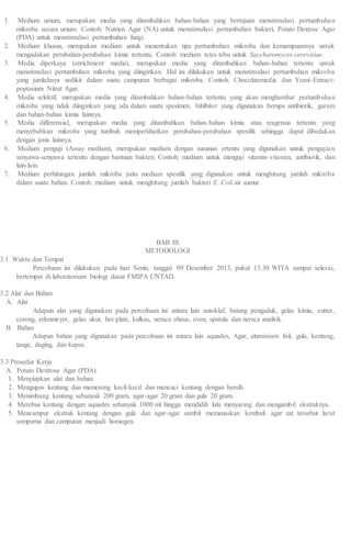 Laporan mikrobiologi teknik pembuatan media | DOCX