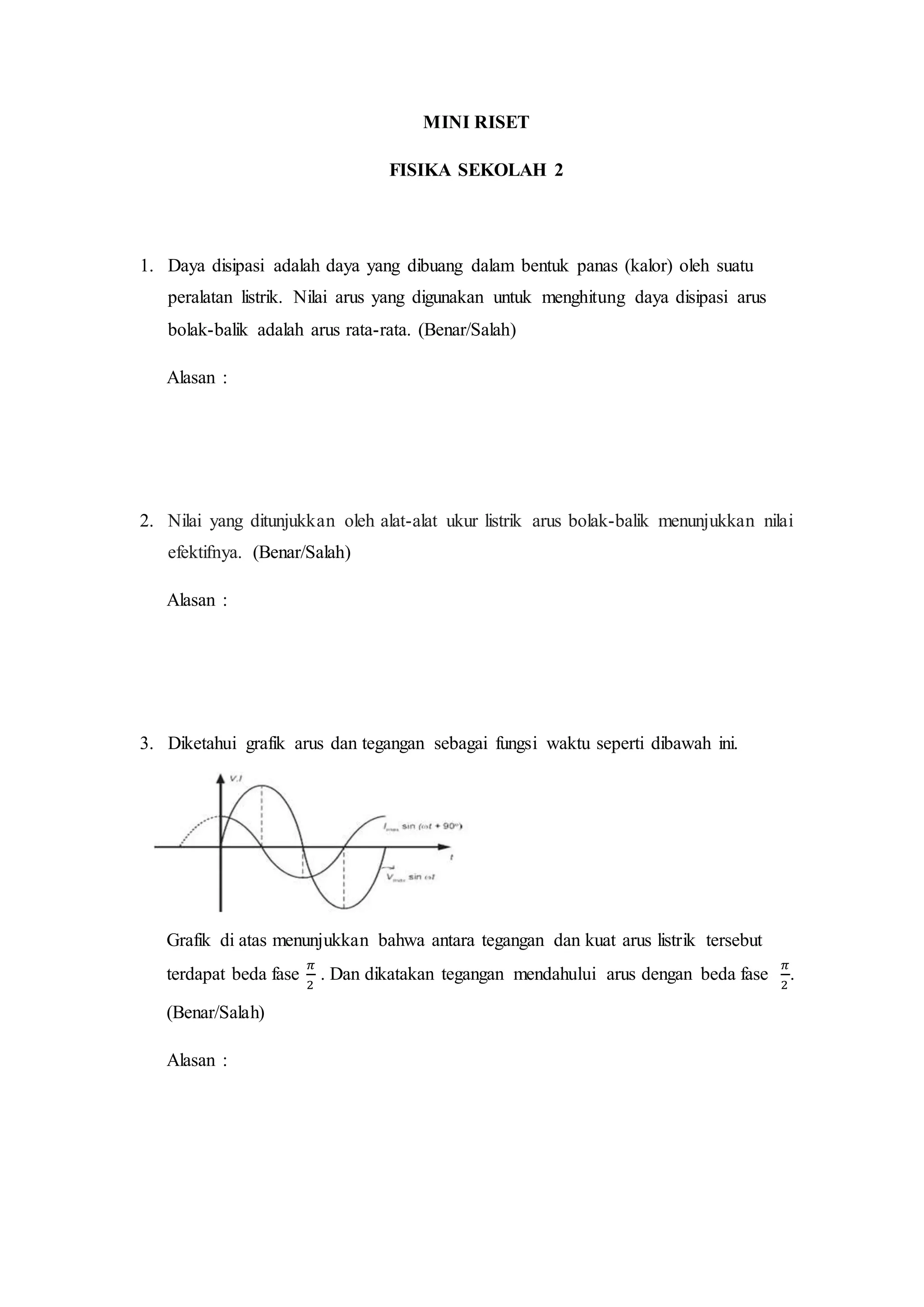 Laporan mini riset miskonsepsi rangkaian AC | DOCX
