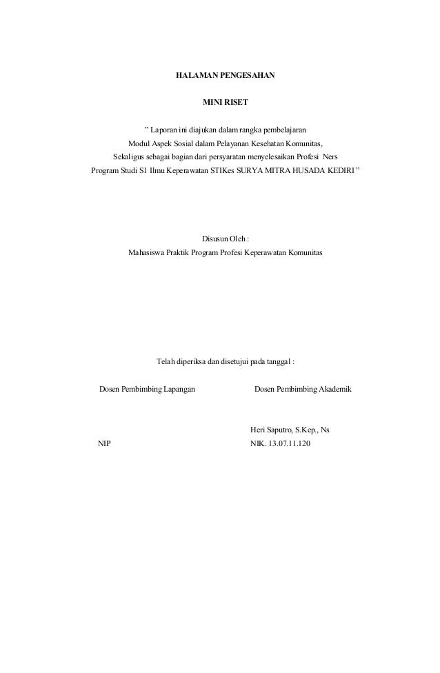 Contoh Laporan Mini Riset